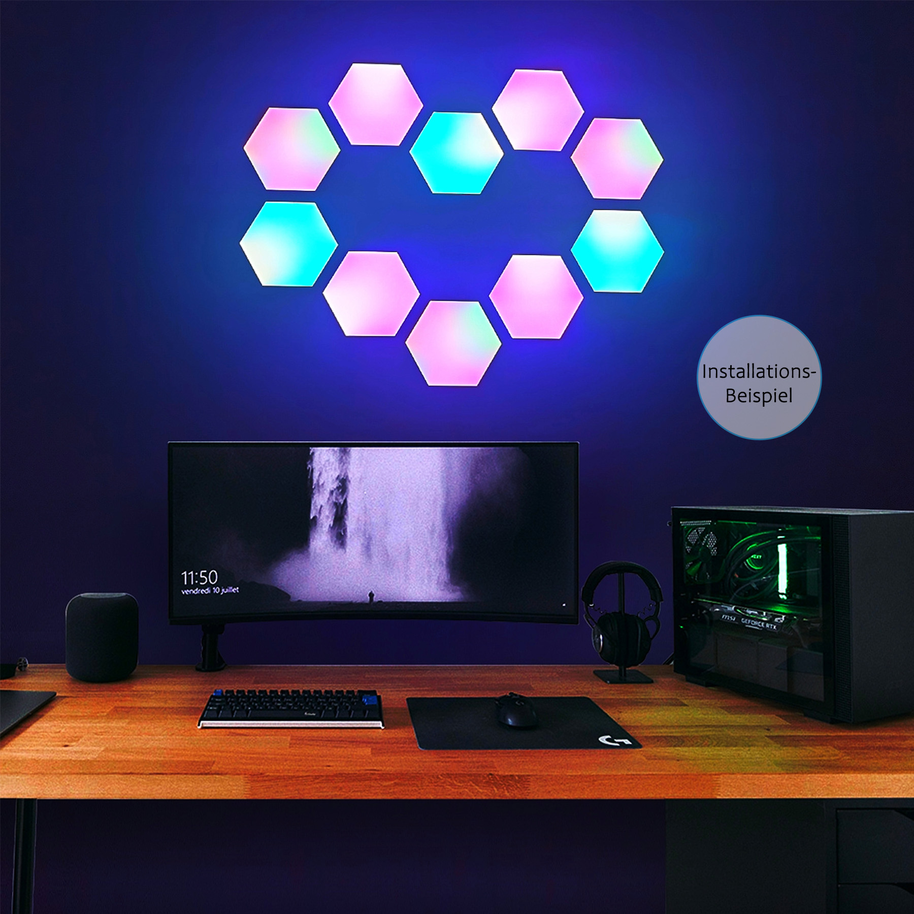 Hexagon LED Panel Set - 10er Set - Tuya App, Sprachsteuerung | leds24.com