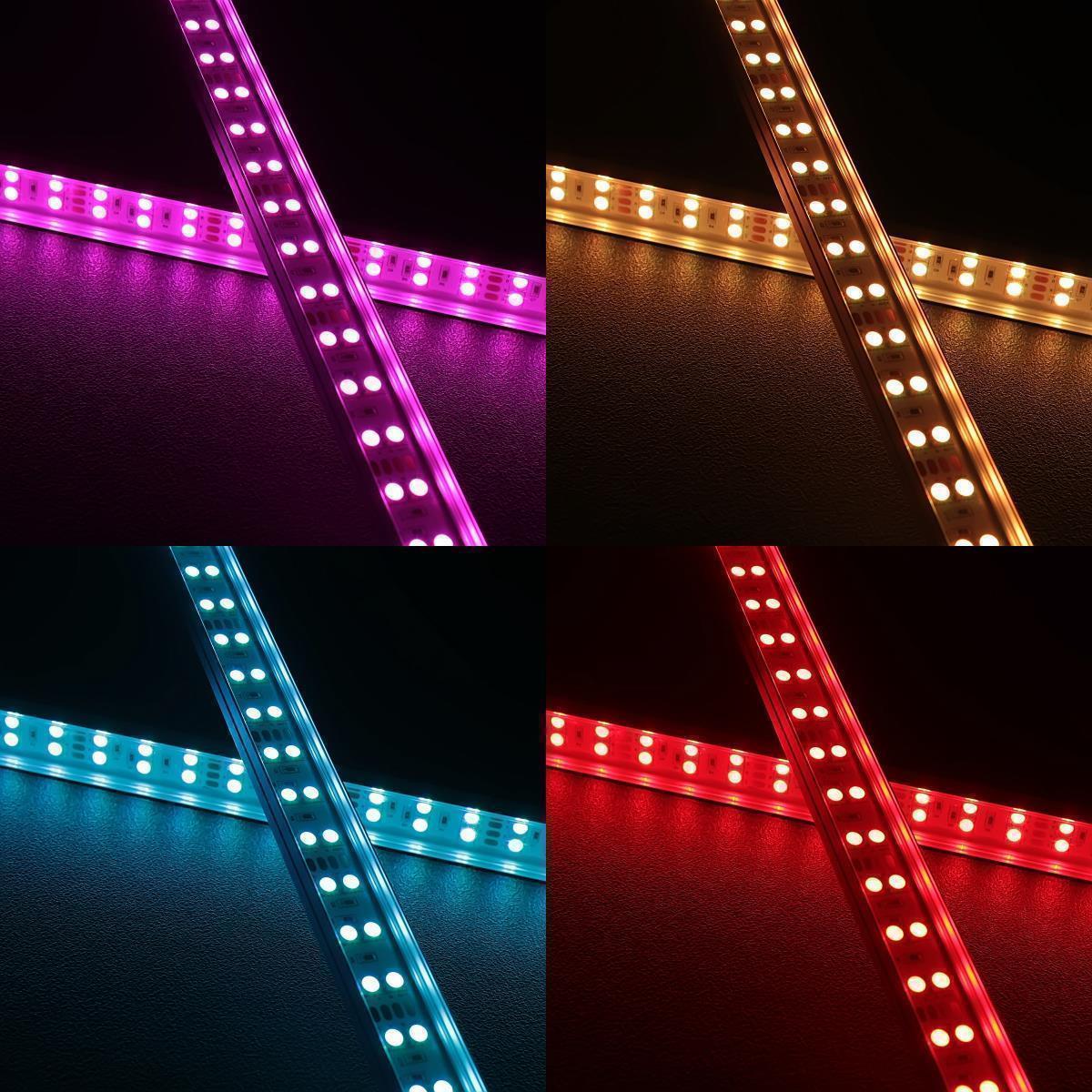 24V Slim-Line Aluminium TWIN LED Leiste – RGB – transparente | leds24.com